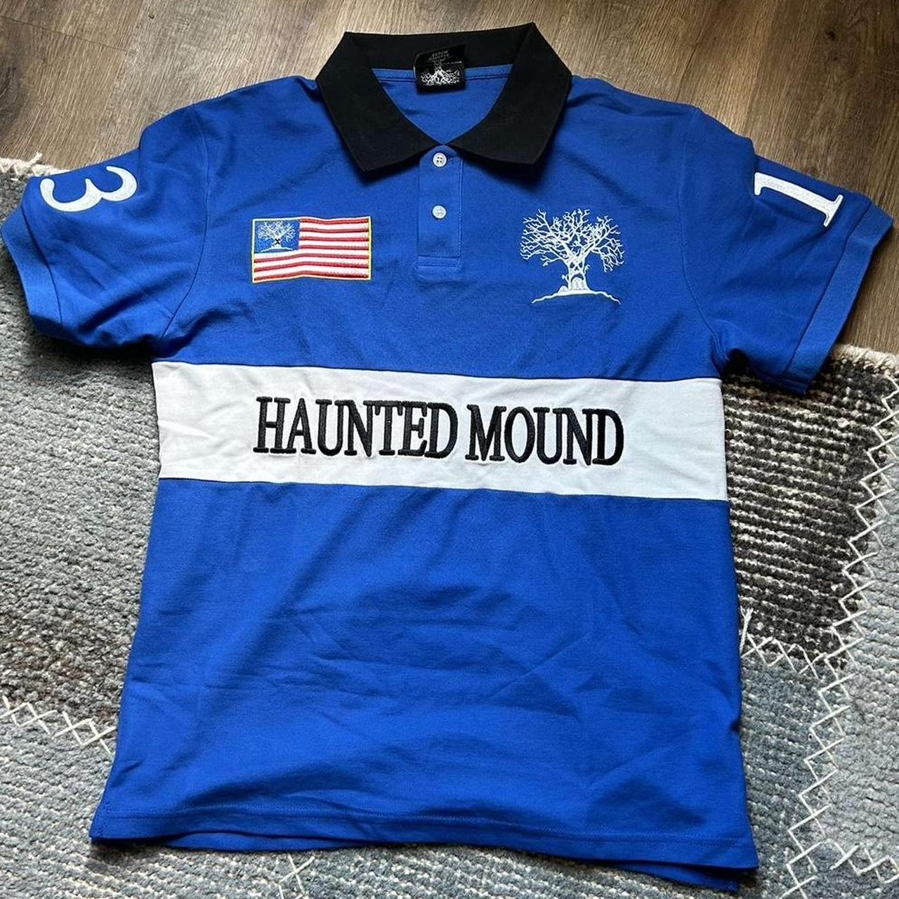 haunted mound blue polo never... - Depop