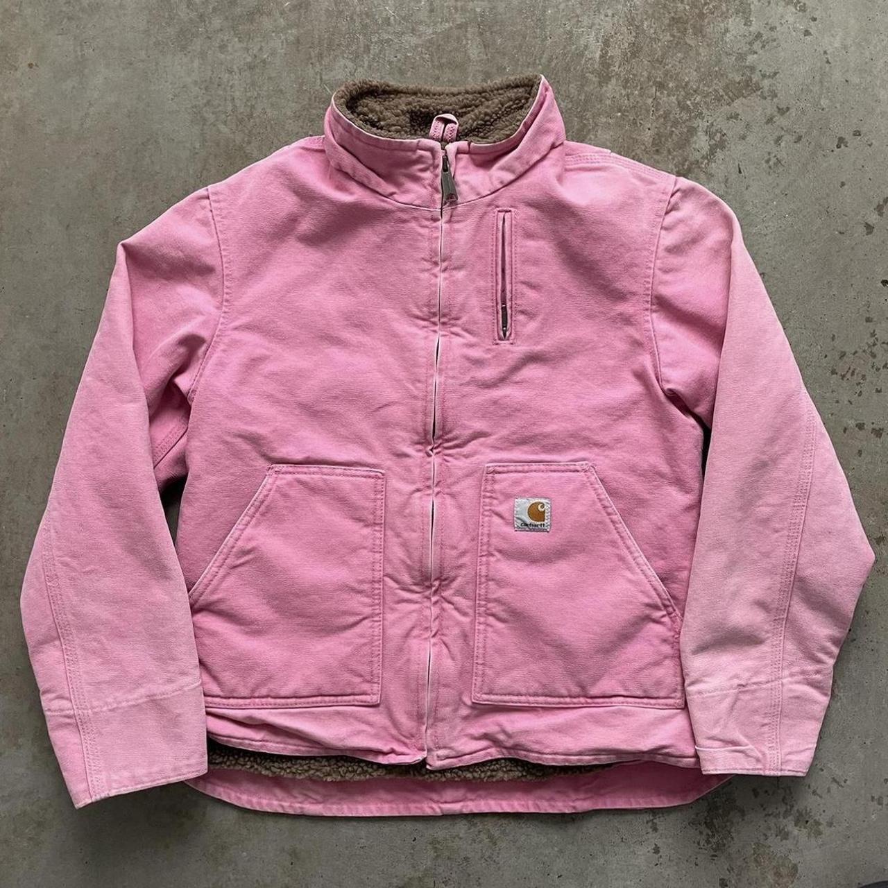 Women’s pink Carhartt jacket 💞 Size s - Depop