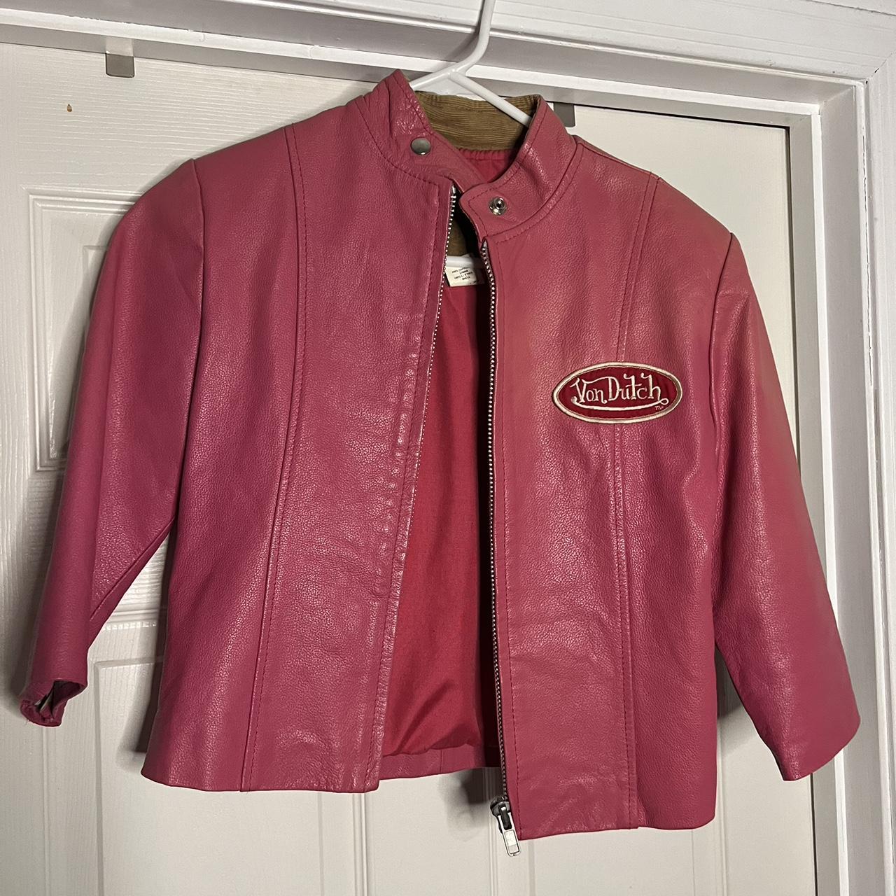 Vintage Pink Von Dutch Leather Jacket Vintage Rare... - Depop
