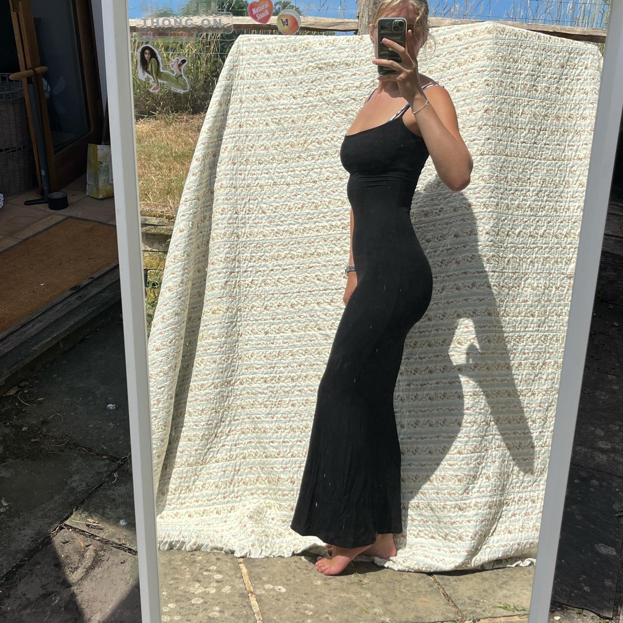 Skims Black maxi bodycon dress with adjustable... | Depop