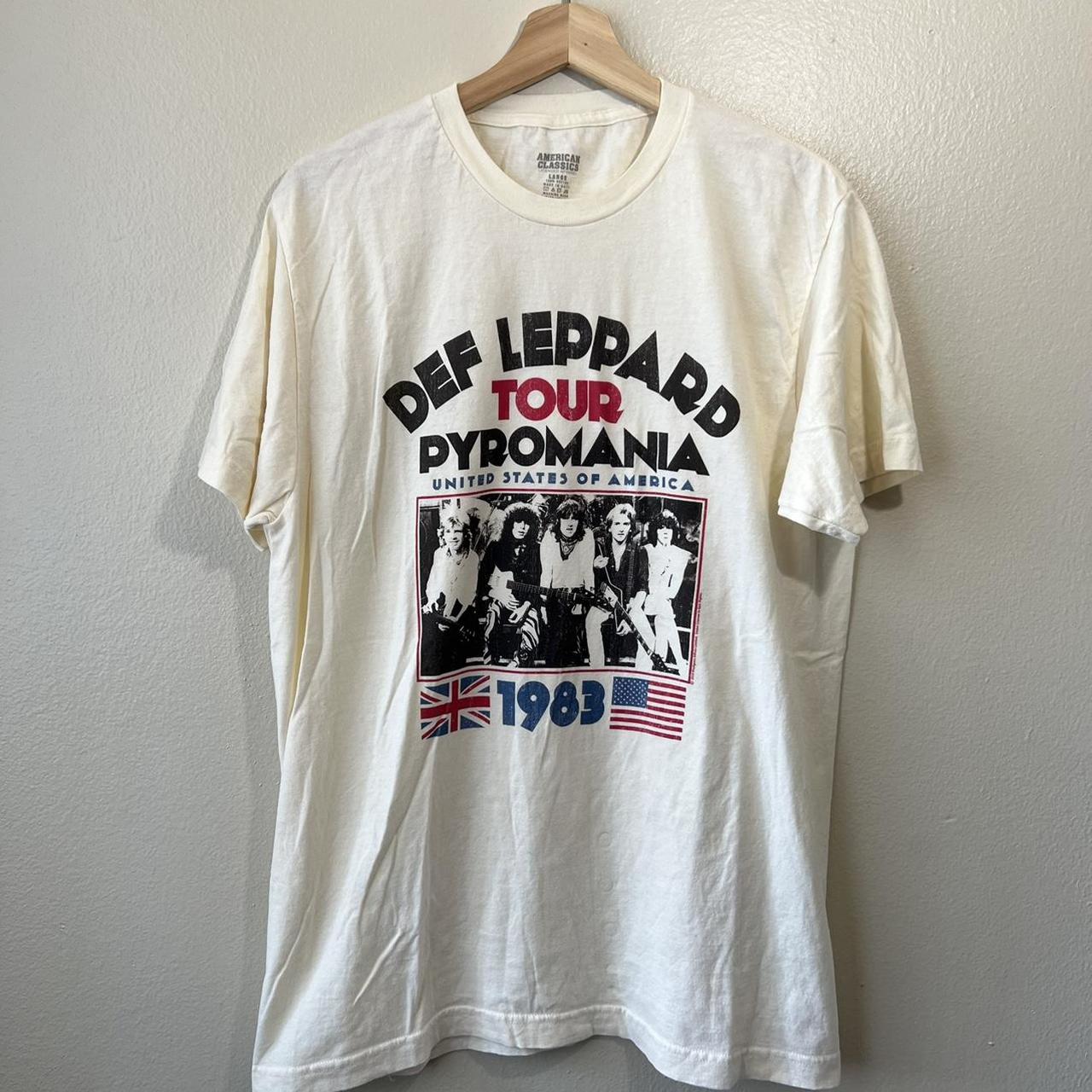 Essential cream Def Leppard pyromania tour shirt |... - Depop