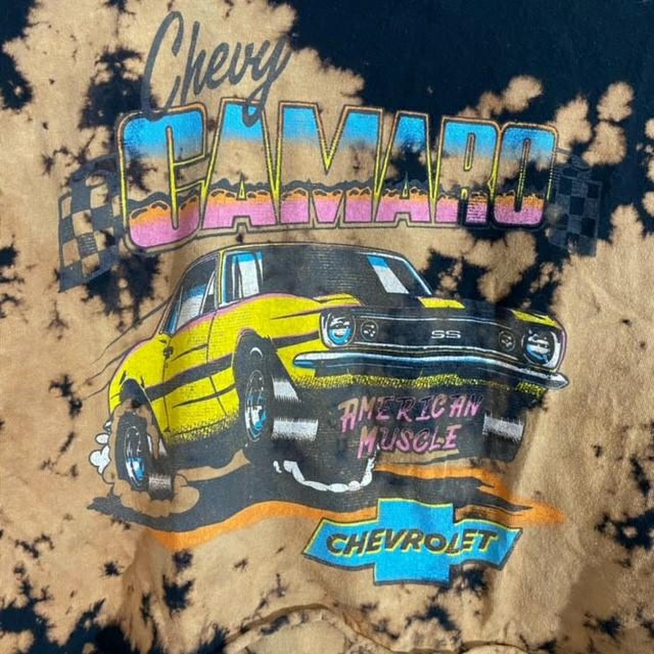 Chevy Camaro GM Black Acid Wash Crop Top. Women's... - Depop