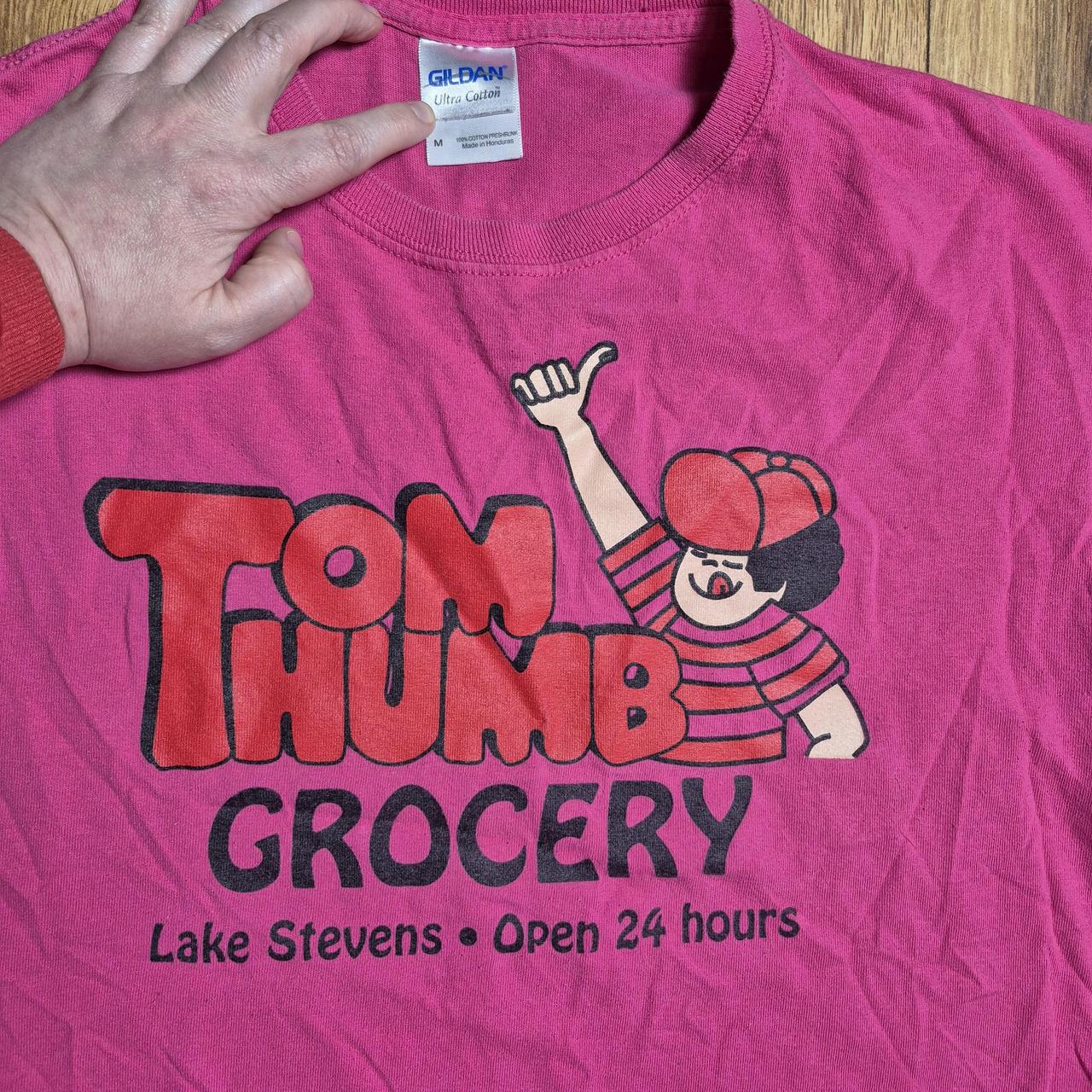 Vintage 90s Tom Thumb Grocery Hot pink & Red... | Depop