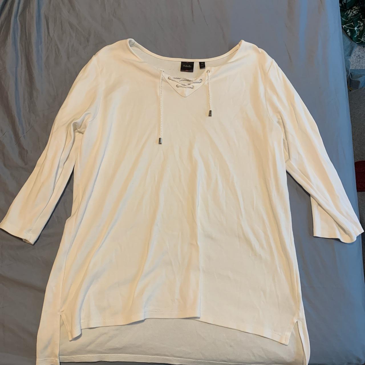 Rafaella women’s plus 1X white crisscross lace... - Depop