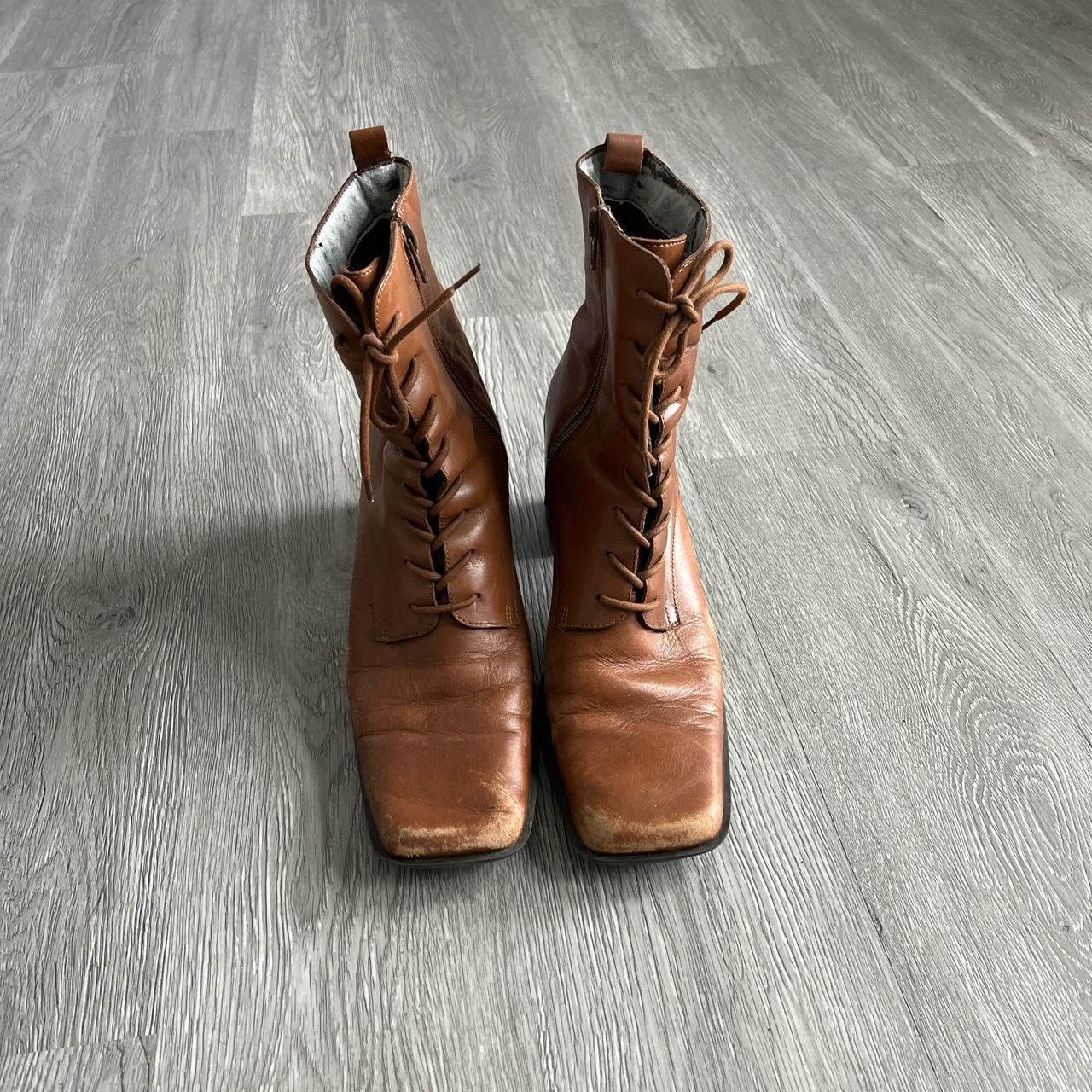 Brown fake leather boots! - Depop