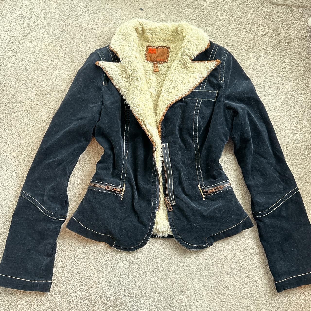 super cute fleece lined corduroy fitted jacket.... - Depop