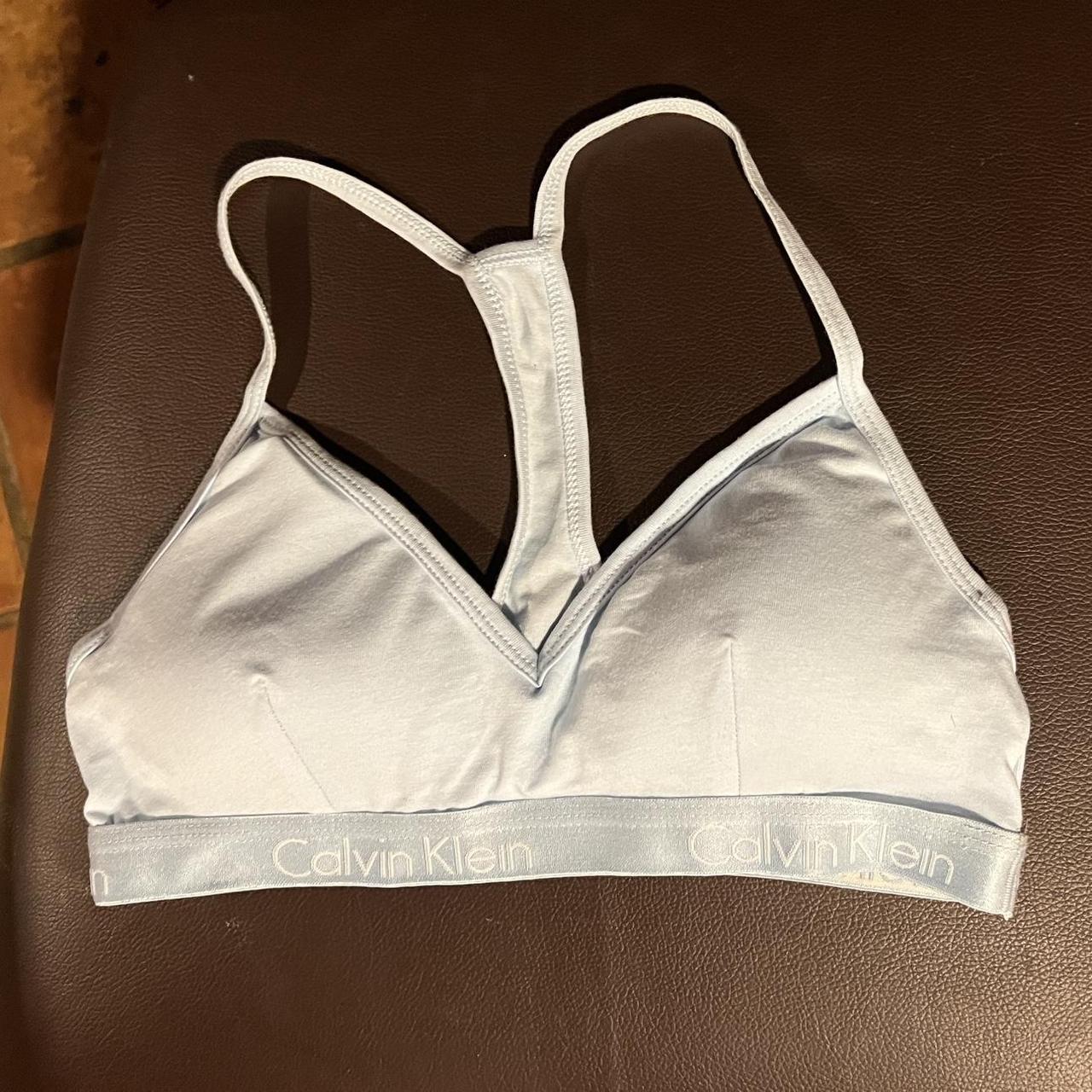 calvin klein light blue racerback bra with removable... - Depop