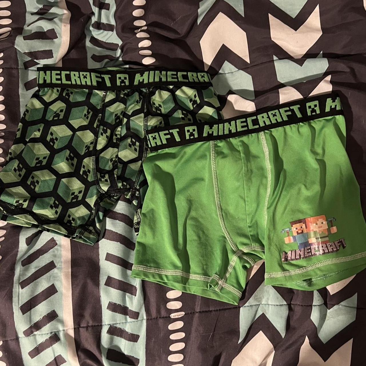 Minecraft Women's Green and Black Shorts | Depop