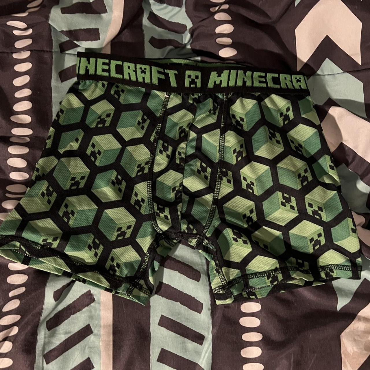 Minecraft Women's Green and Black Shorts | Depop