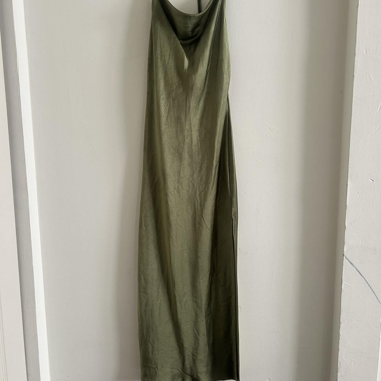 Princess Polly Crawl Neck Silk Green Maxi Dress - Depop