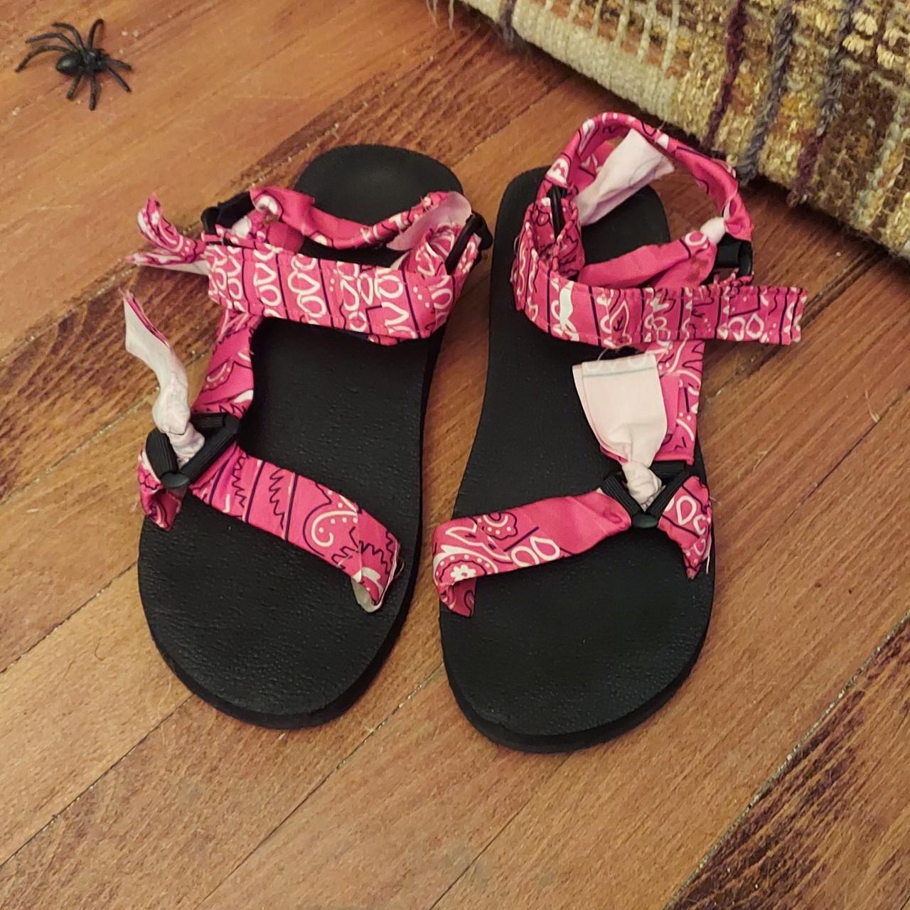 Red & black sandals with bandana style #paisley... - Depop
