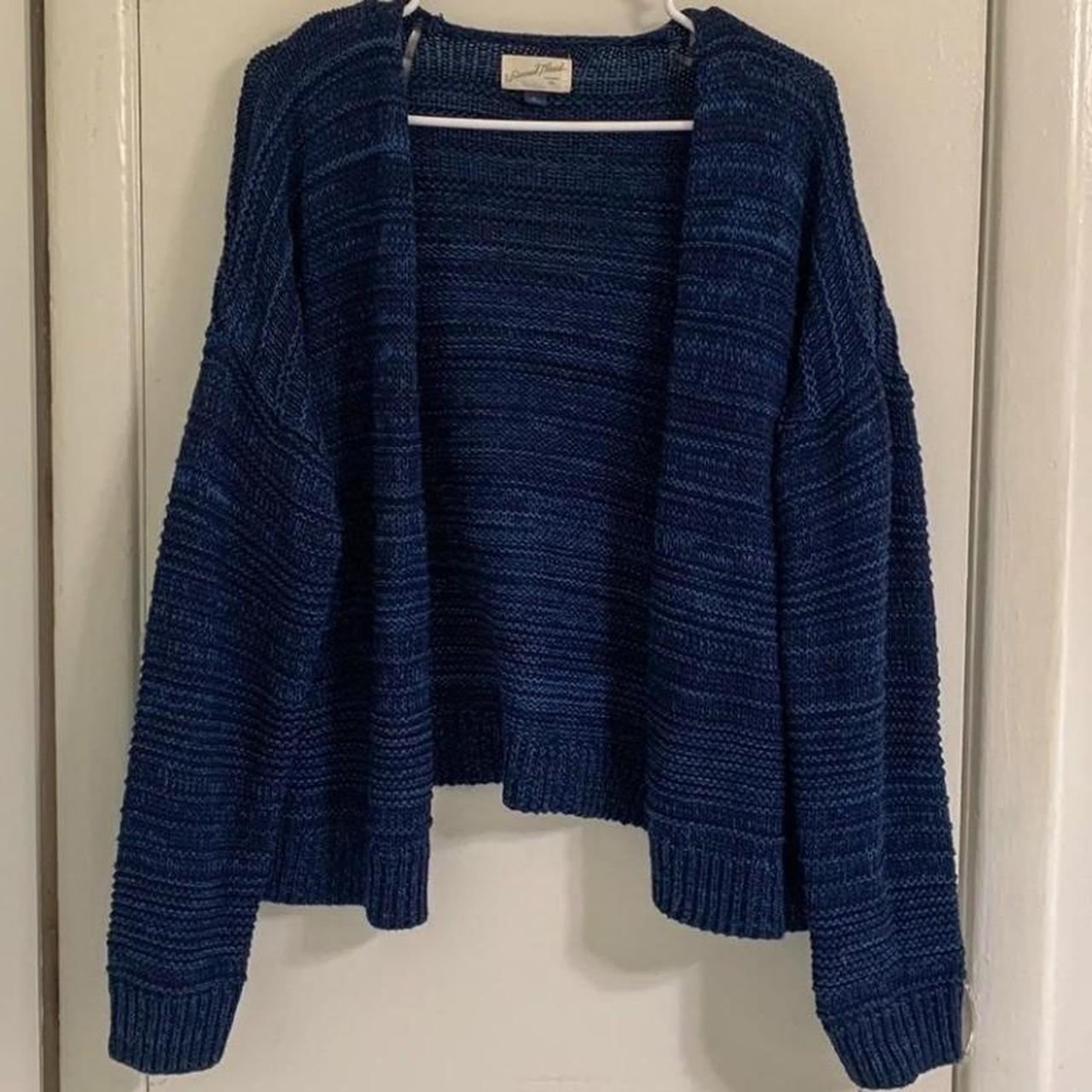 Navy blue knit cardigan, very boho and cute for the... - Depop