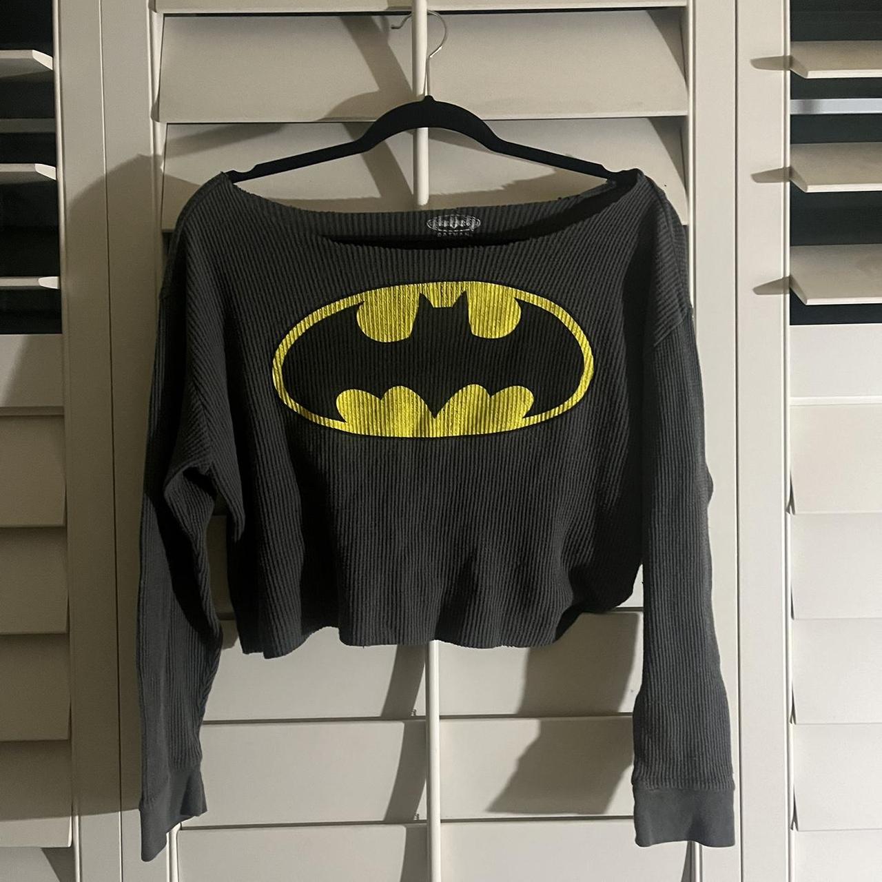 Batman Cropped Wide neck/Off shoulder Long sleeve... - Depop