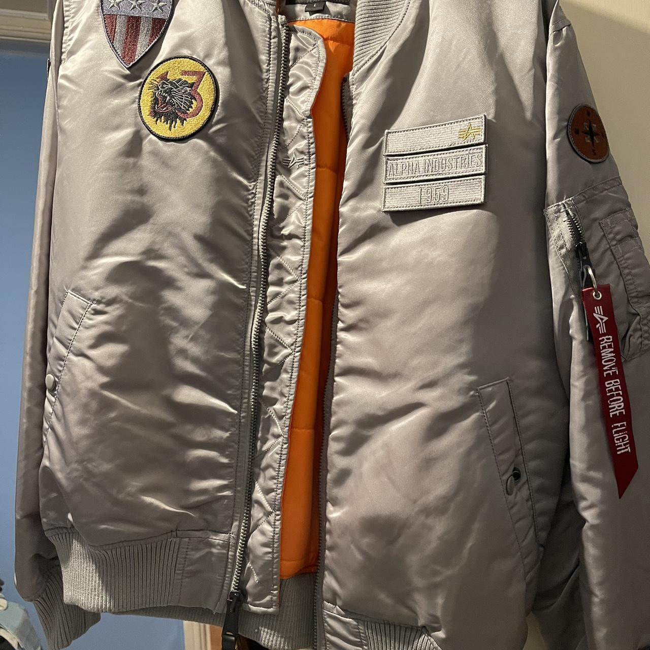 Alpha Industries Silver Bomber Jacket, Size L but is... - Depop