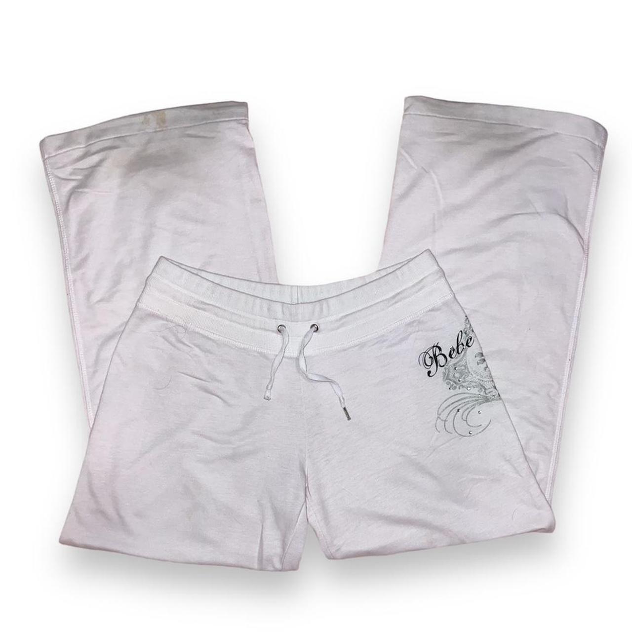 WHITE BEBE SPORT SWEATPANTS IN SIZE MEDIUM ♡ flaws... - Depop