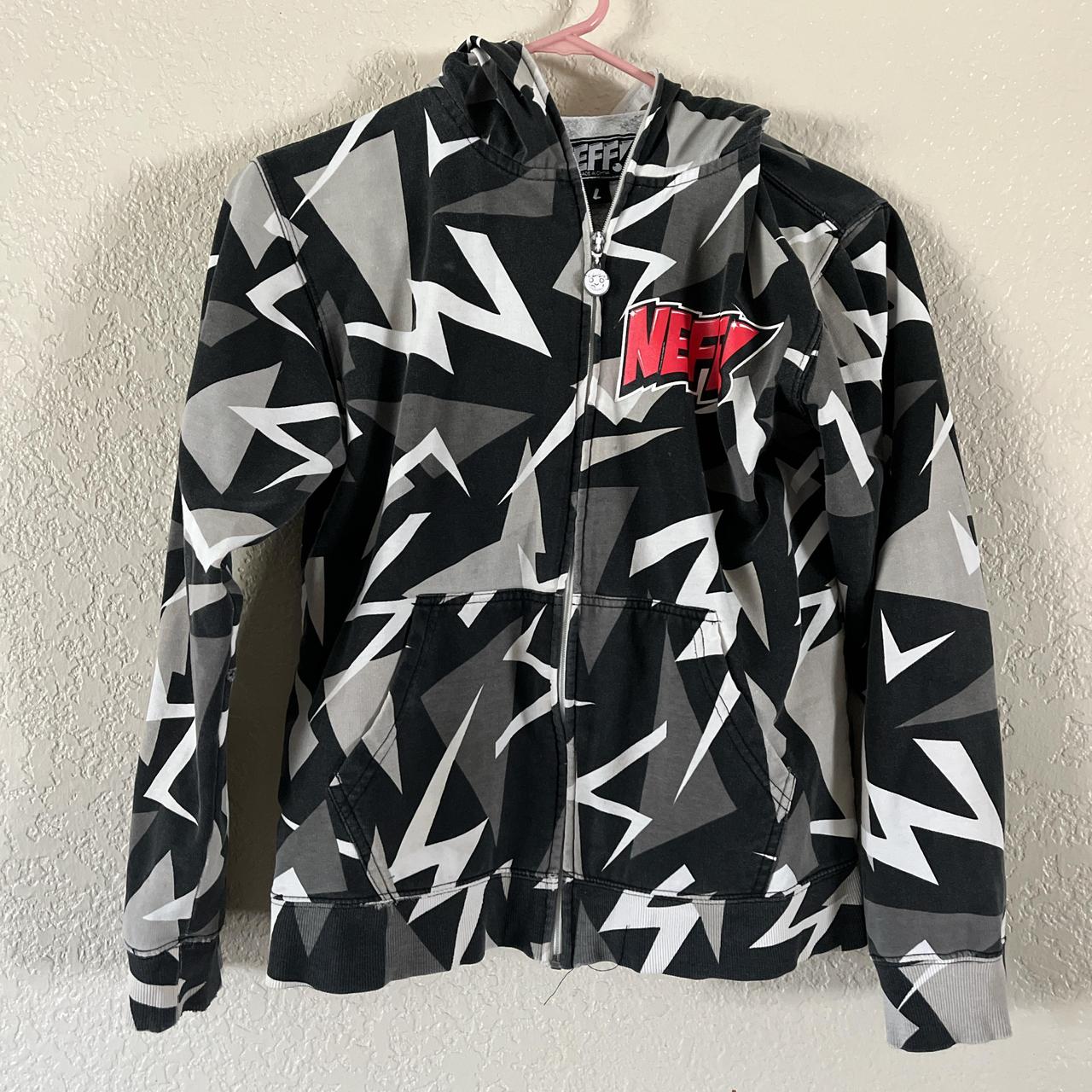 NEFF! Vintage Windbreaker Full Zip Hoodie distressed... | Depop