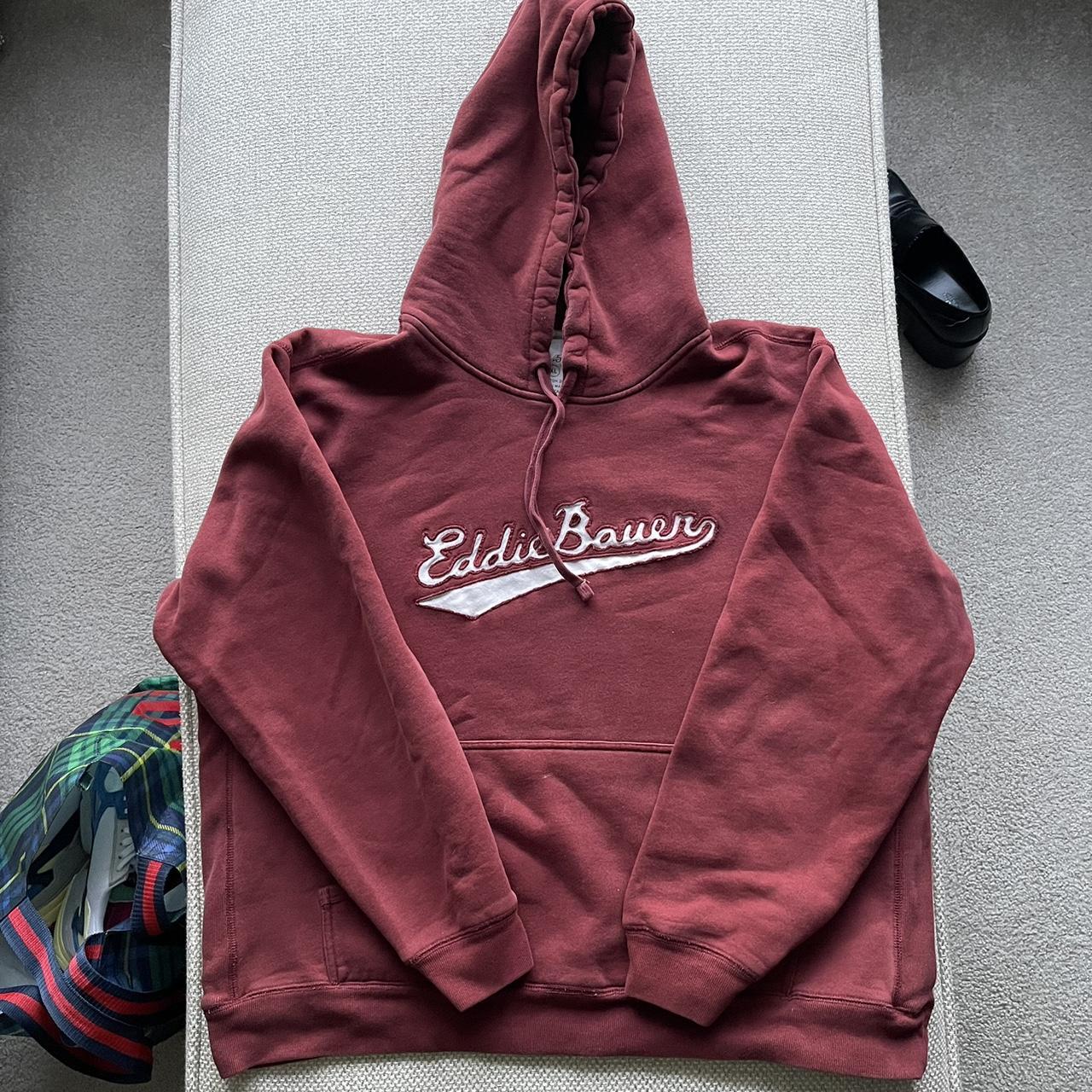 Eddie Bauer Women's Burgundy and Red Hoodie | Depop