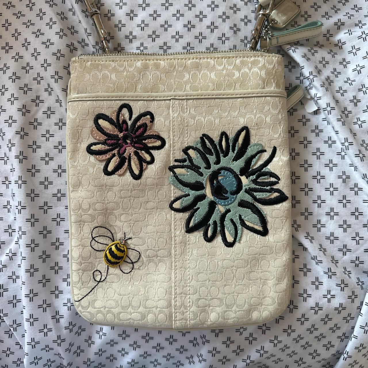 Coach Signature C White Mini C Floral Crossbody... - Depop