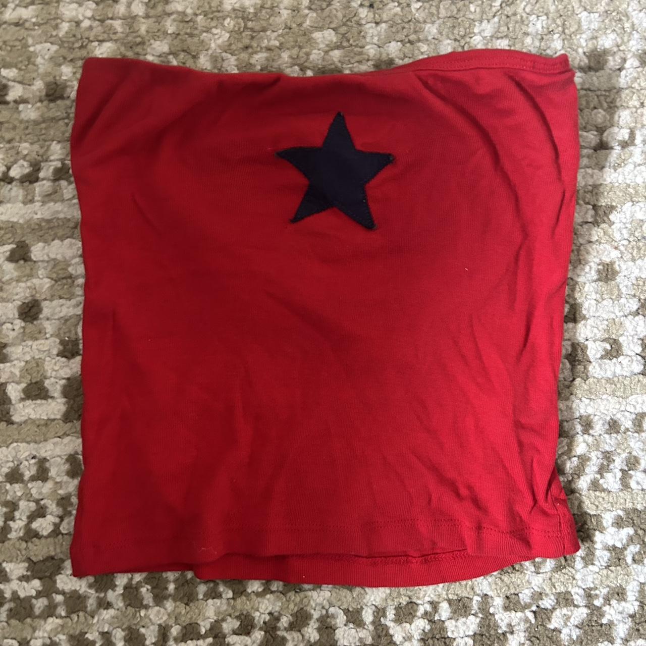 Red subdued bandeau with star Size Xs | Depop