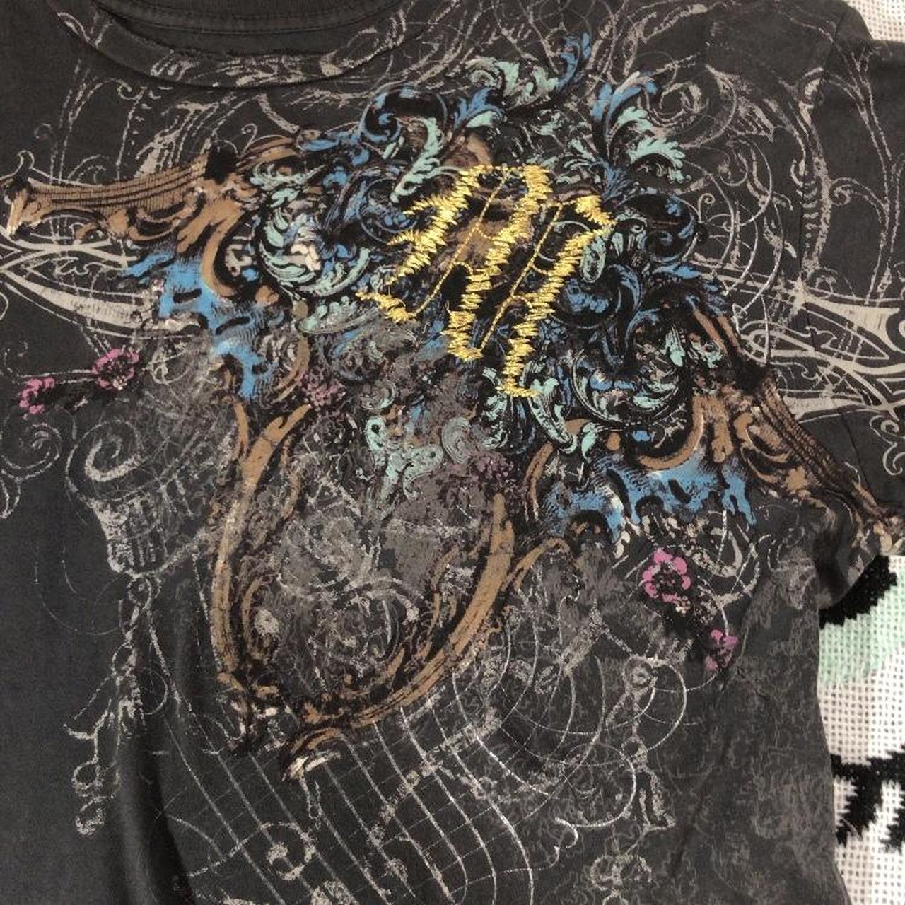 Vintage y2k monarchy goth/affliction type graphic... - Depop