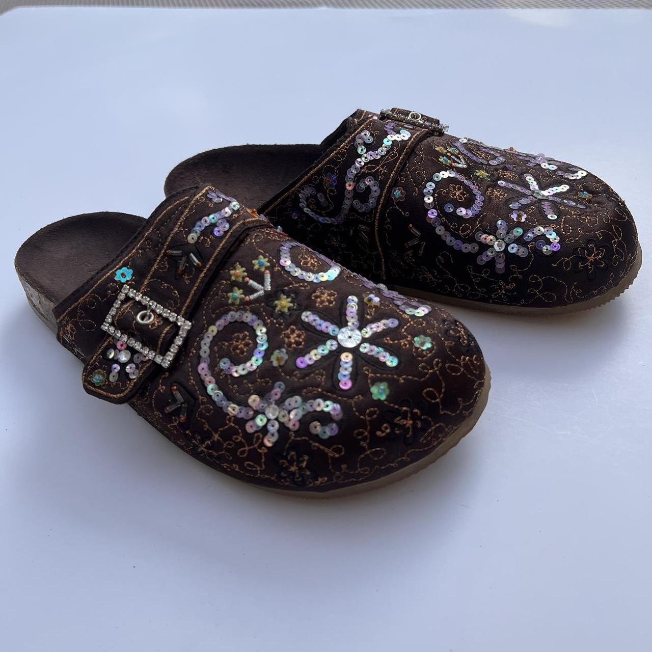 90s Rampage sequin embellished brown clogs - good... - Depop
