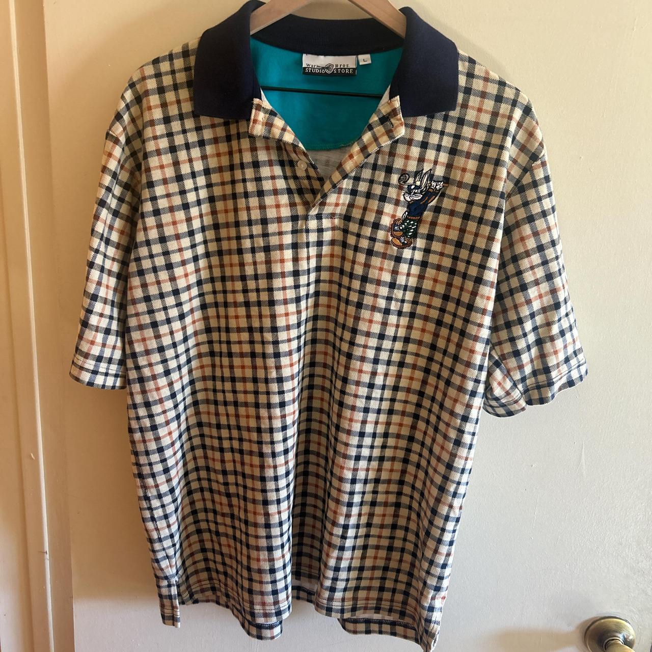 Vintage 1995 Bugs bunny Large checkered golf polo 28... | Depop