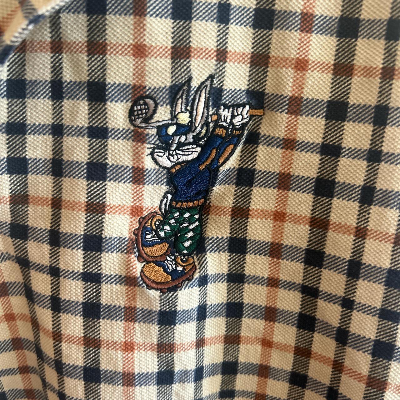 Vintage 1995 Bugs bunny Large checkered golf polo 28... | Depop