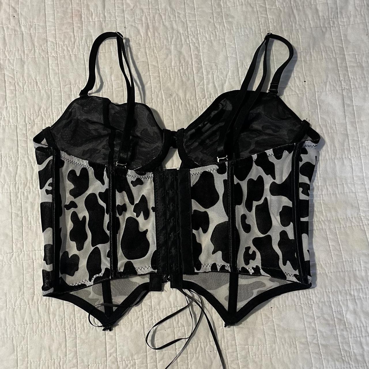 Cow print corset top #cowprint #corset #halloween lol | Depop
