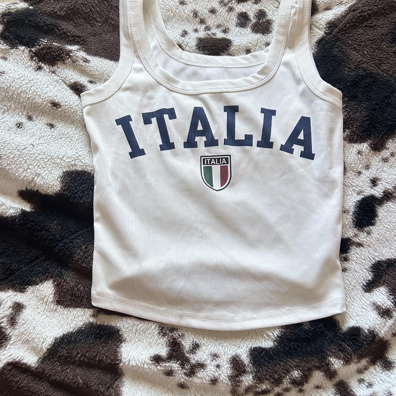 White and blue shein Italy crop top #shein #tank... | Depop