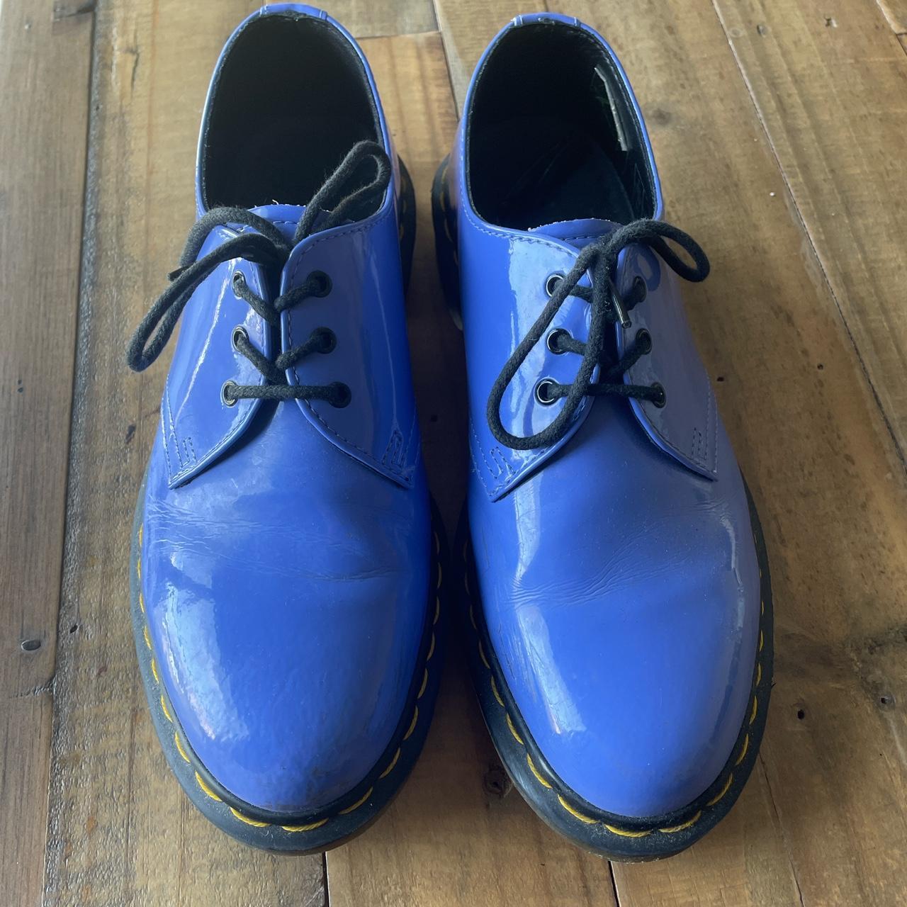 Patent pale blue Doc Marten shoes Scarcely worn -... - Depop