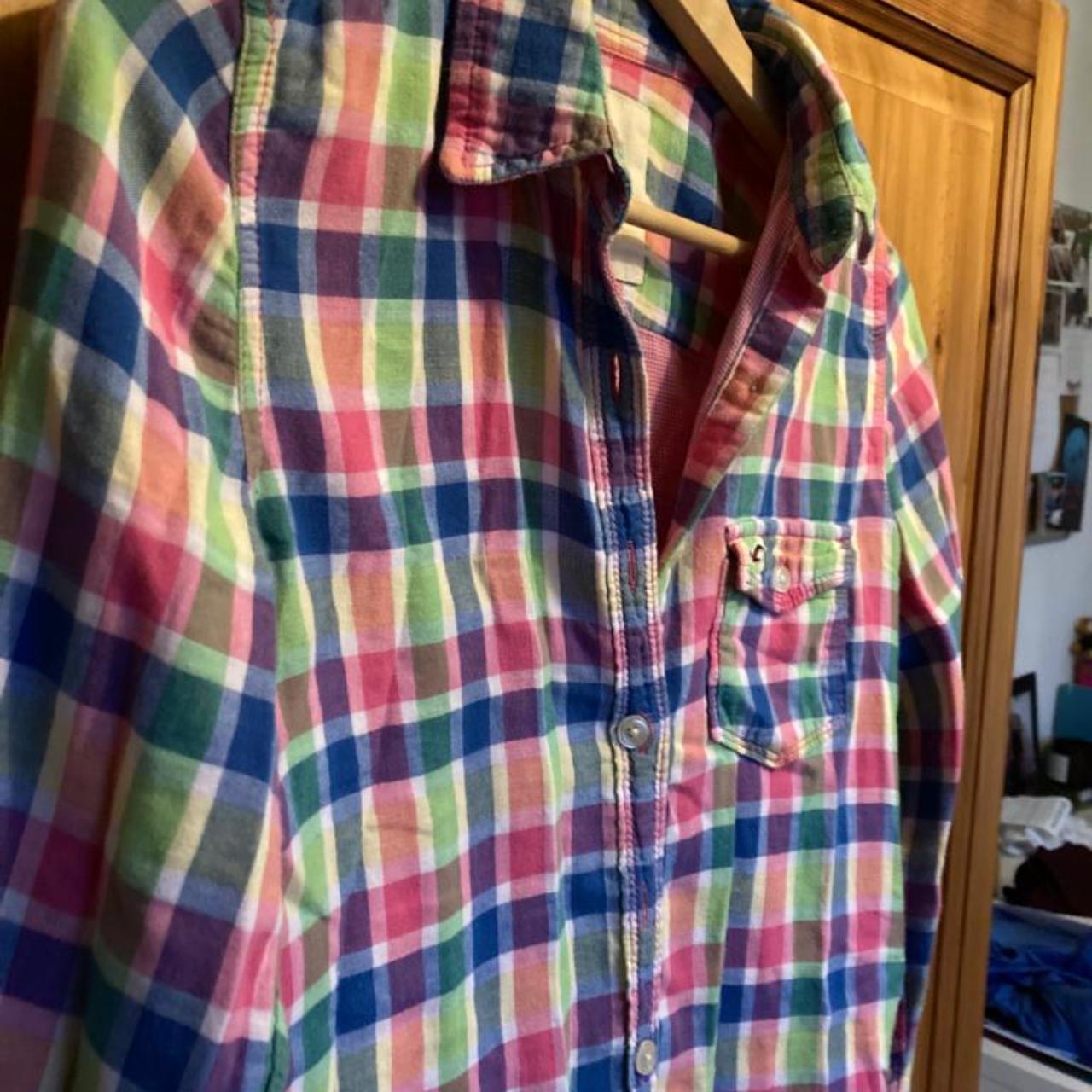 Pastel checked shirt - blue green and pink... - Depop