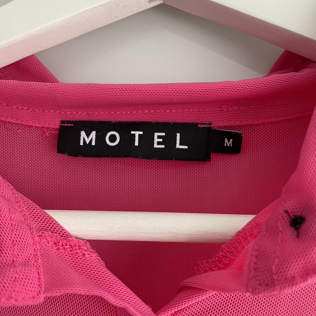 hot pink mesh button up blouse motel rocks size... - Depop