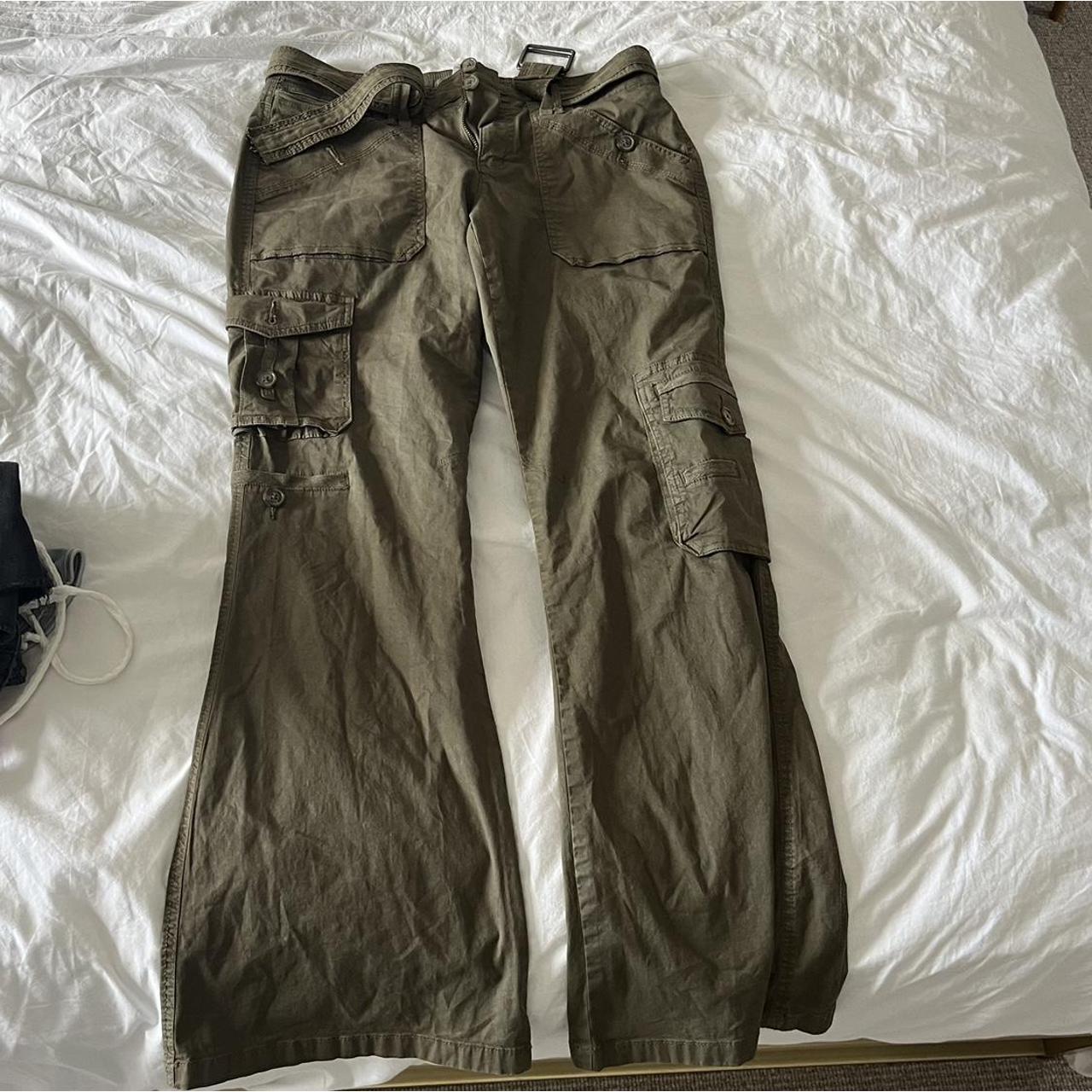 Flare wide leg low rise cargo trousers From garage... - Depop