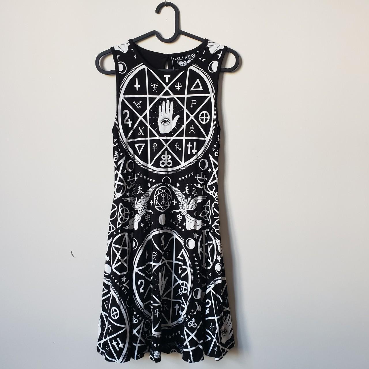 Killstar Cult Skater Dress - small Printed stretchy... - Depop