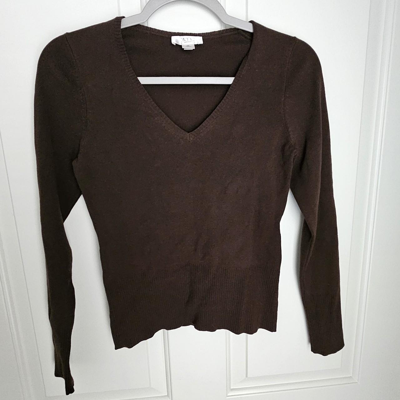 XS brown v-neck sweater. - Depop