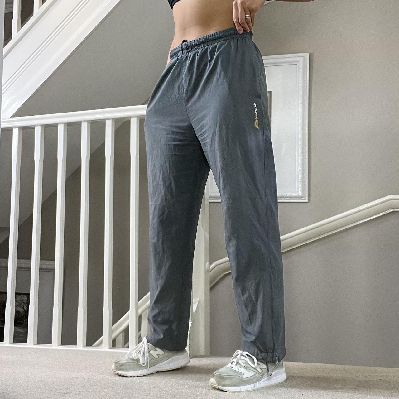 Vintage Reebok Grey Shell Track-pants Drawcord... - Depop