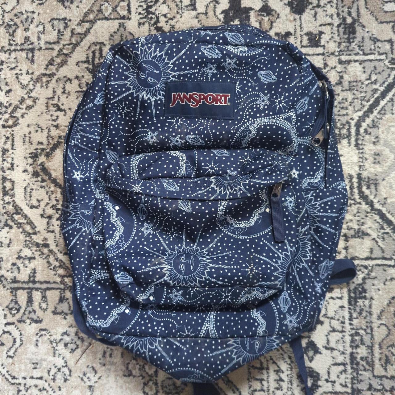 Celestial sun moon and star Jansport back pack. Blue... - Depop
