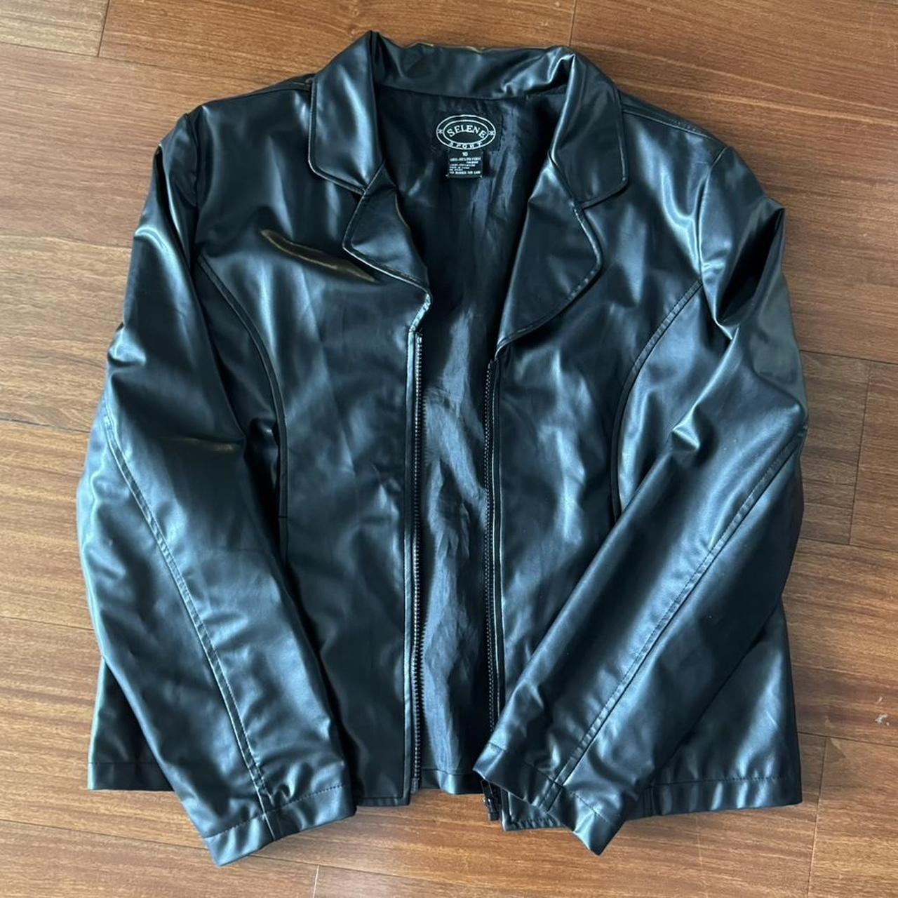 Fake leather jacket Really cute, thin but warm Flaws... - Depop