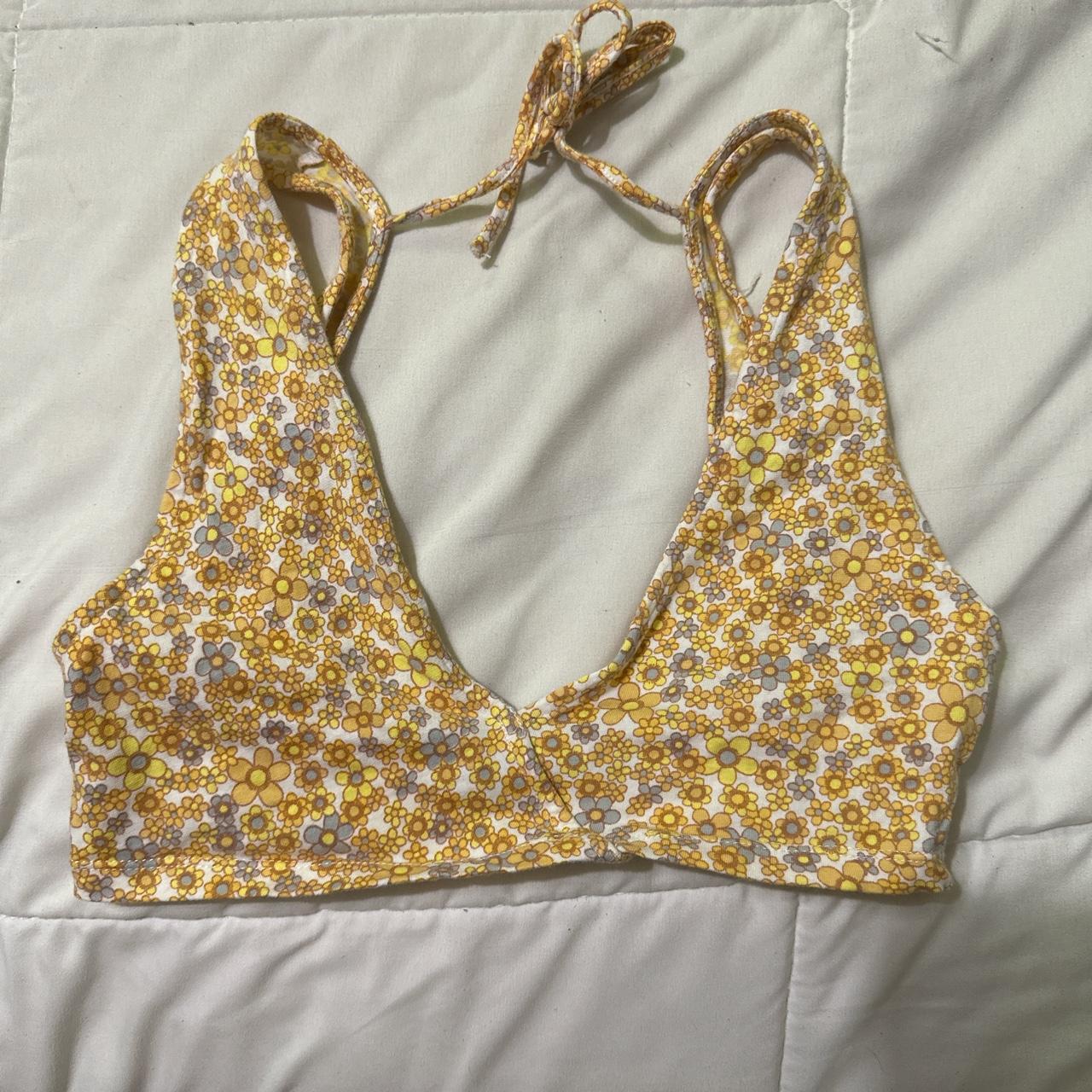motel rocks yellow floral crop top super summery - Depop