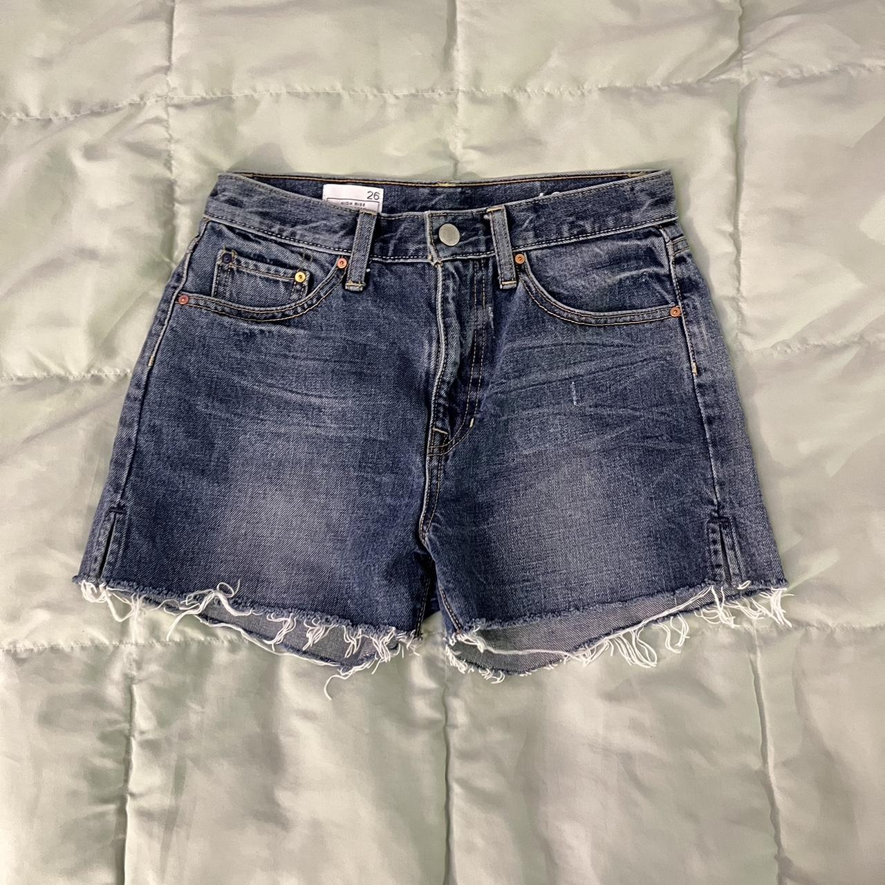 gap denim shorts high rise cut offs medium... - Depop