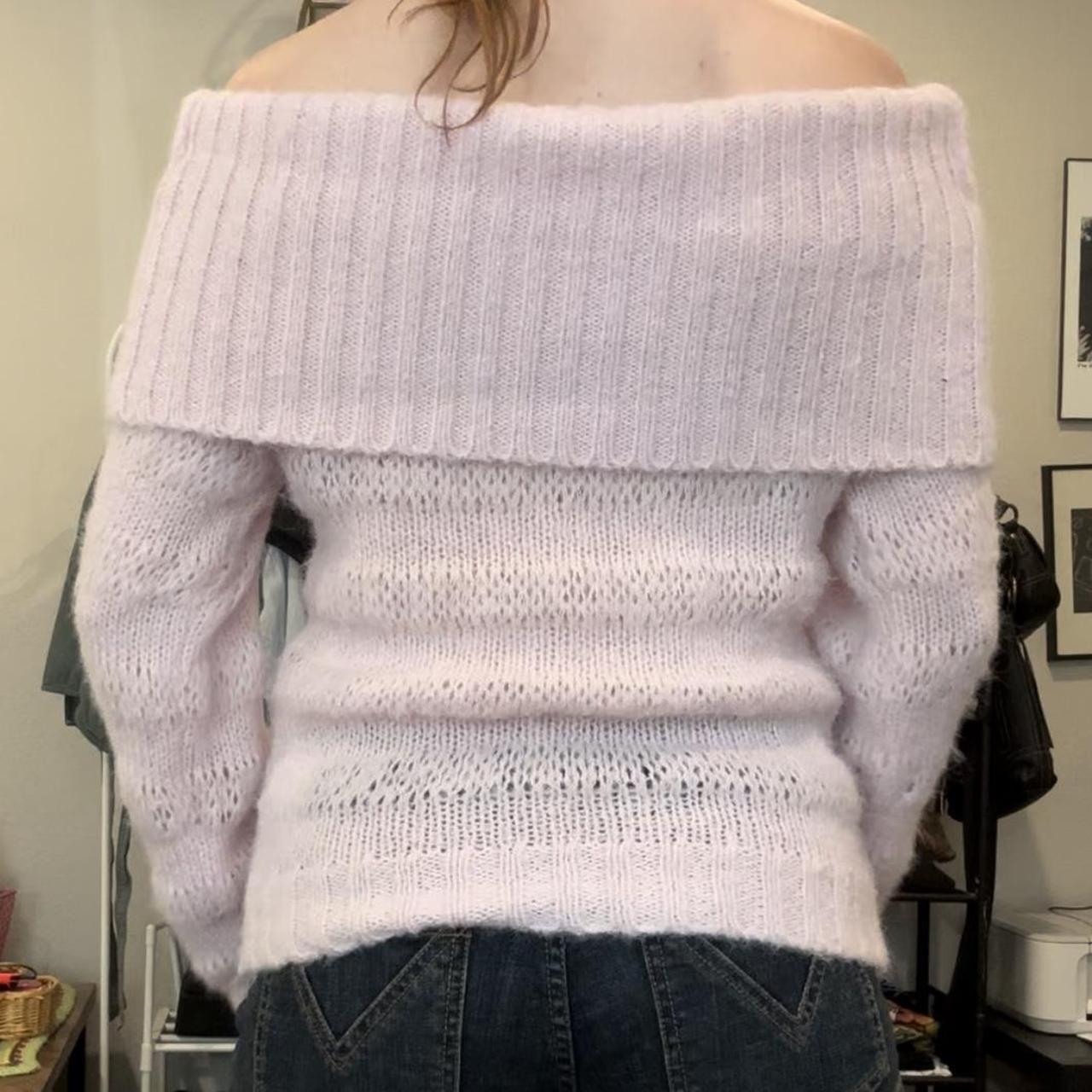 Pink fluffy off the shoulder sweater Reminds me of... - Depop