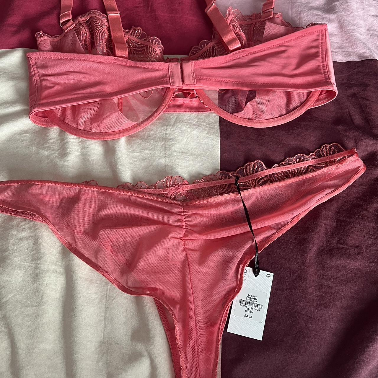 Gorgeous coral pink set from Primark! Bra is a size... - Depop