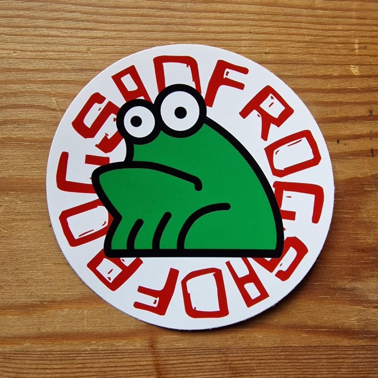 Sad Frog Circle Logo Sticker Good condition 100%... - Depop