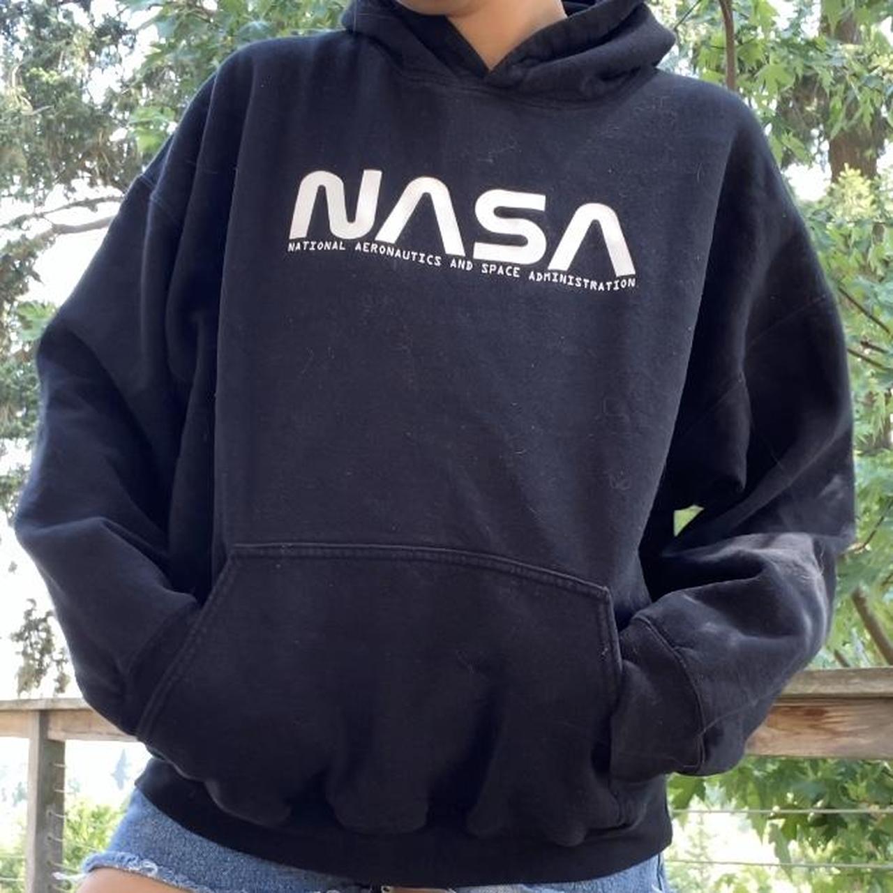 Black nasa hoodie Size: xl Color: black Brand: Gildan - Depop