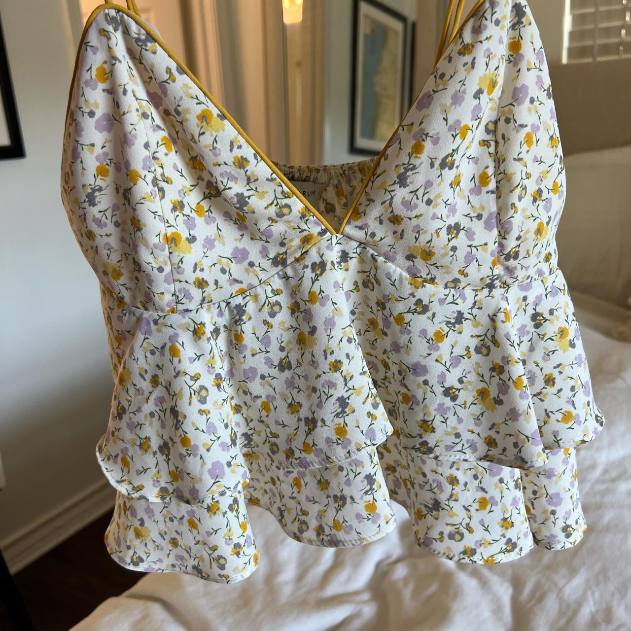 super cute floral babydoll ruffle top from small... - Depop