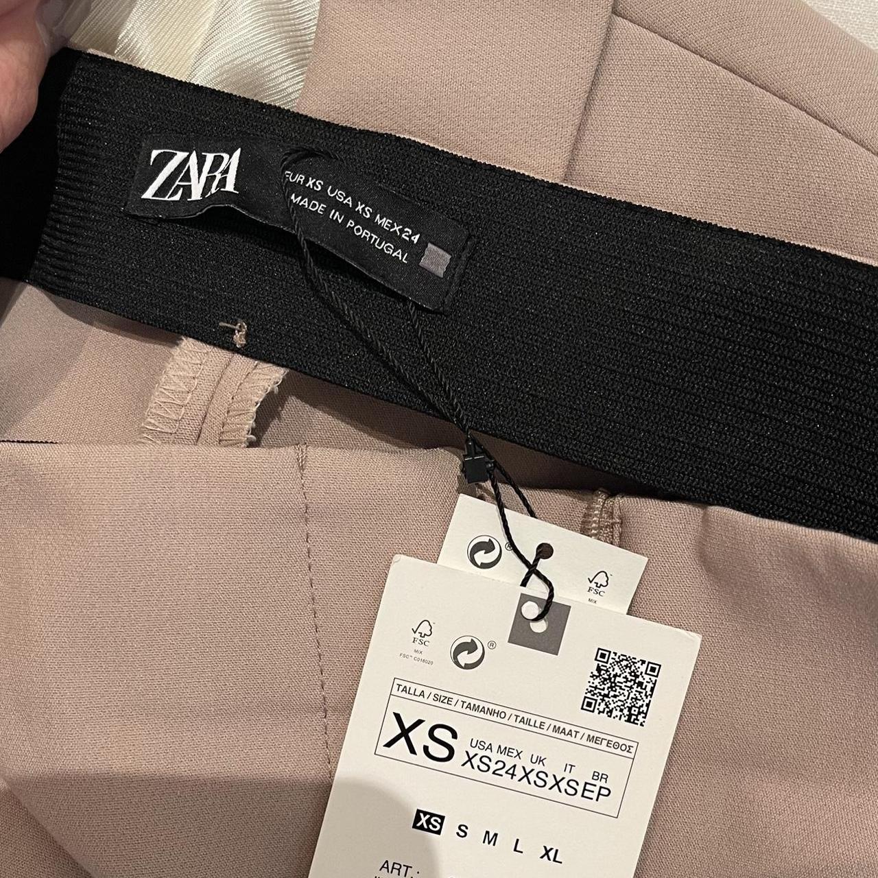 Zara beige/ putty fitted flare suit pants Part of a... - Depop