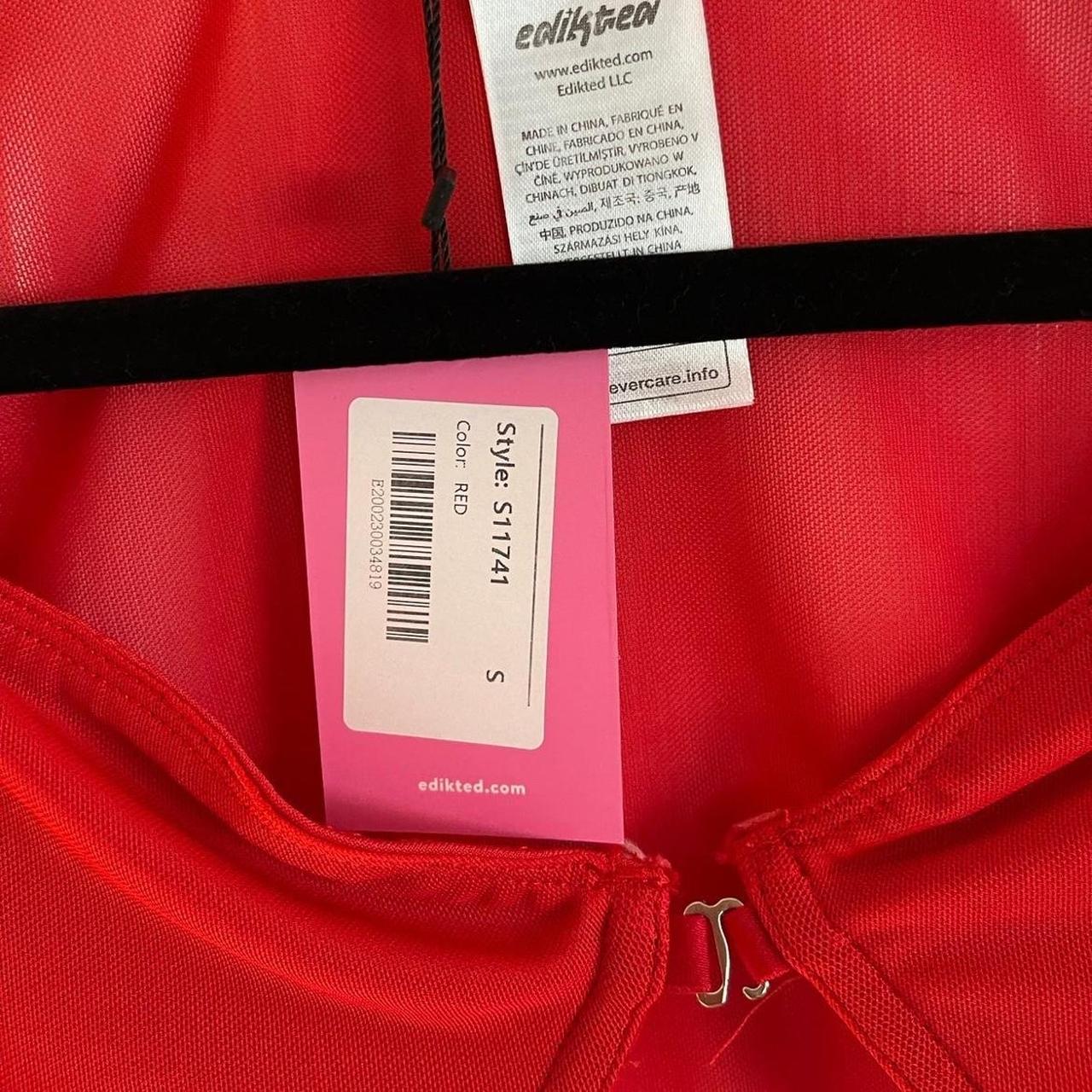 Edikted Red Bra Crop Top Sheer Arm Size small - Depop