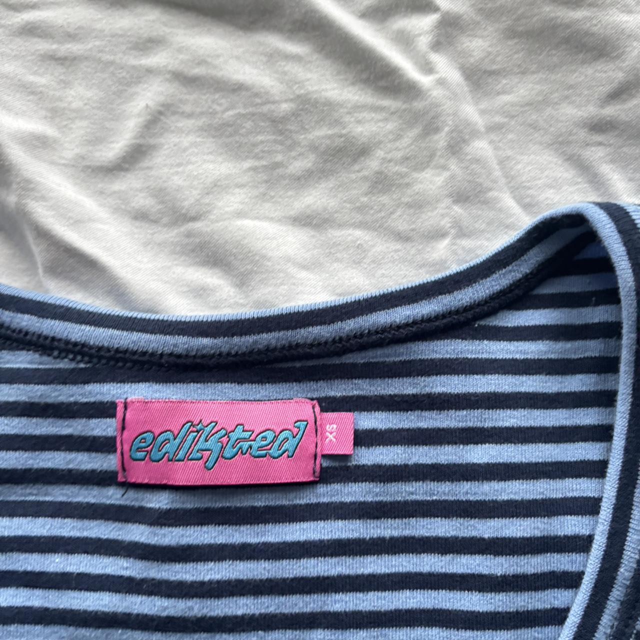 edikted striped blue long sleeve henley size xs -... | Depop