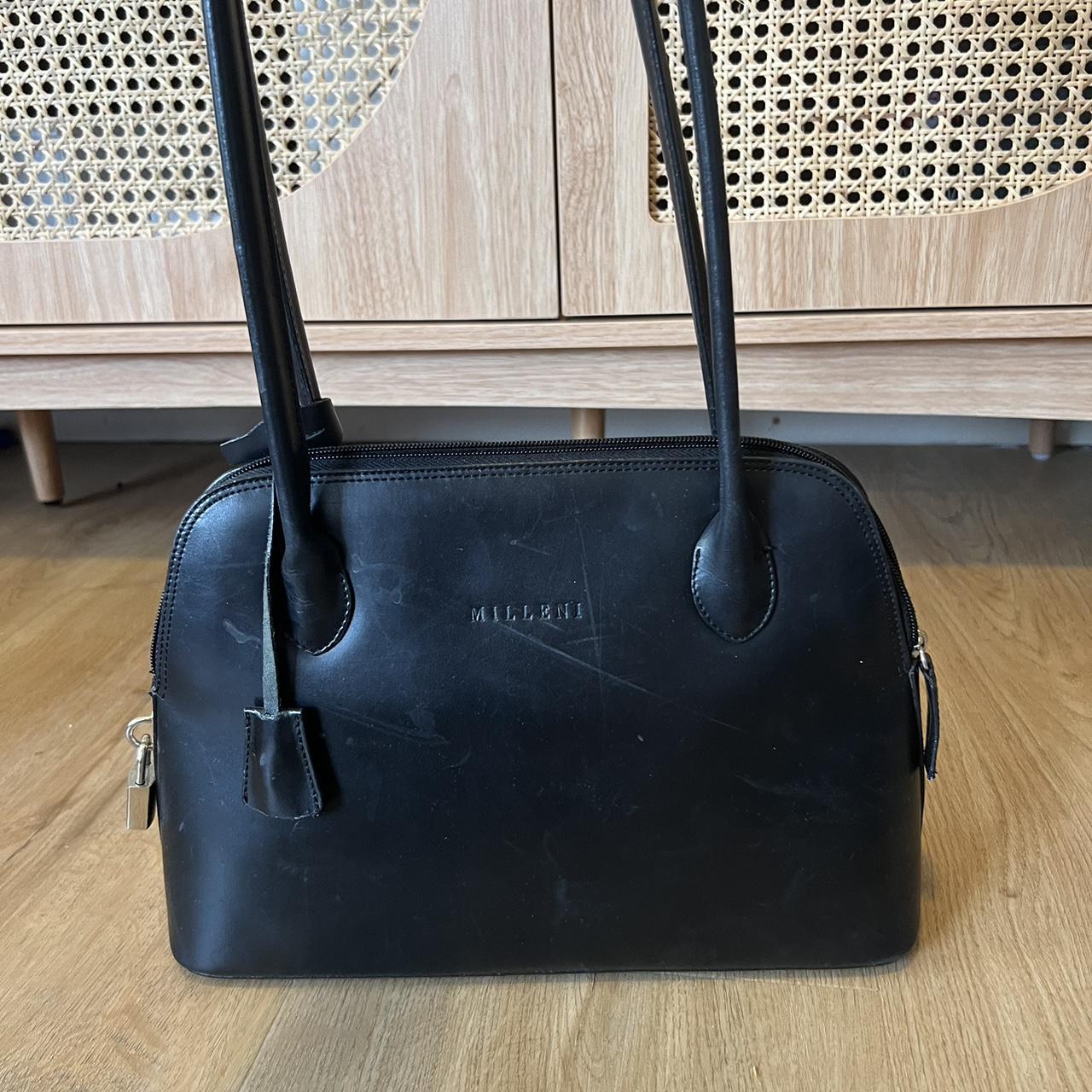 Small black handbag with lock and key - Depop