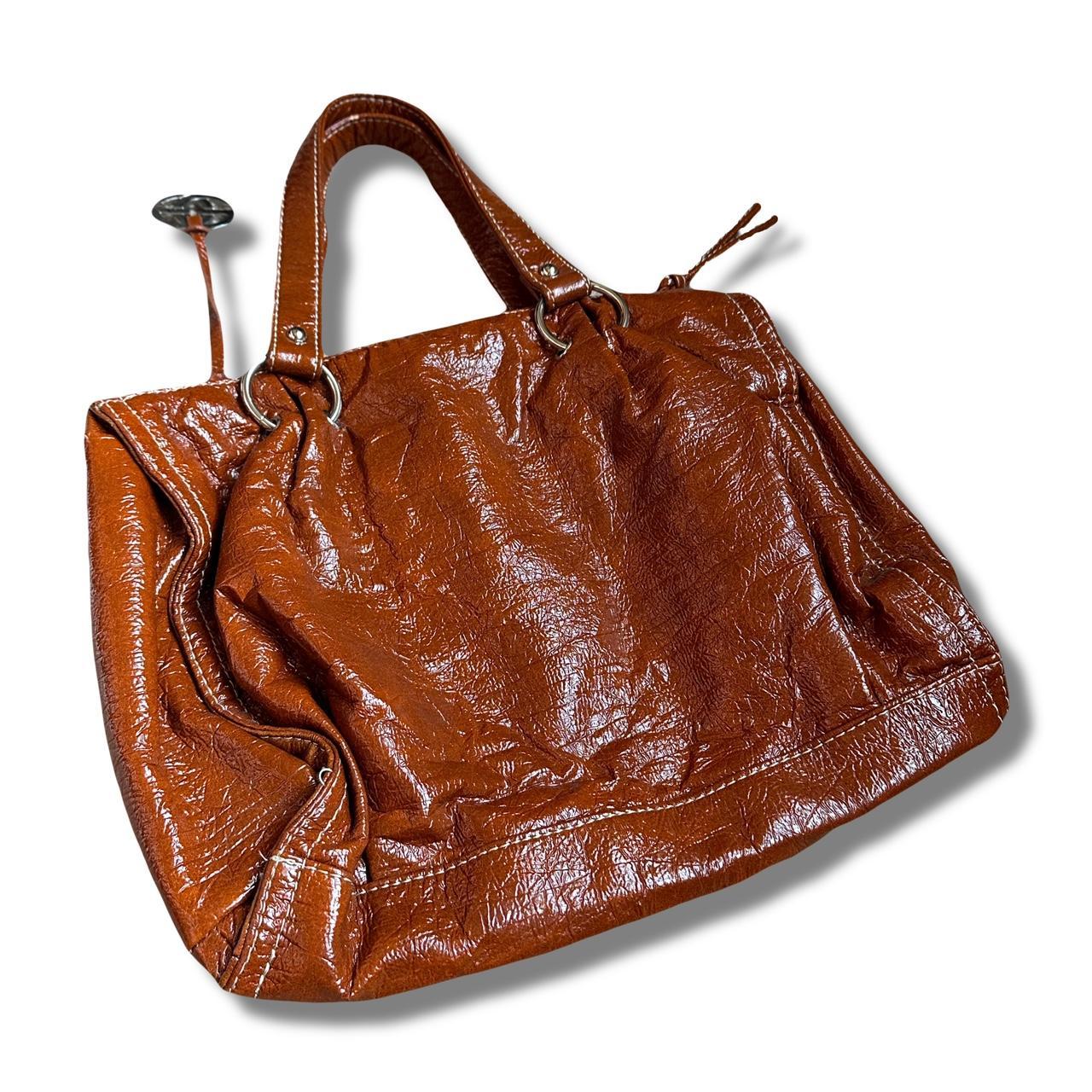 Echo Women's Burgundy and Orange Bag | Depop